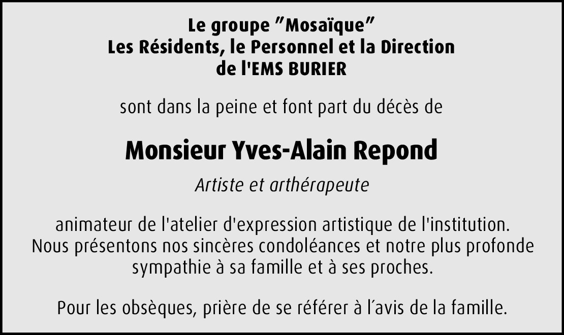 Yves-Alain Repond | Hommages