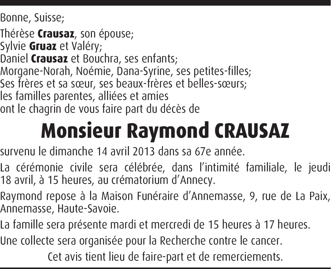 Raymond Crausaz | Hommages