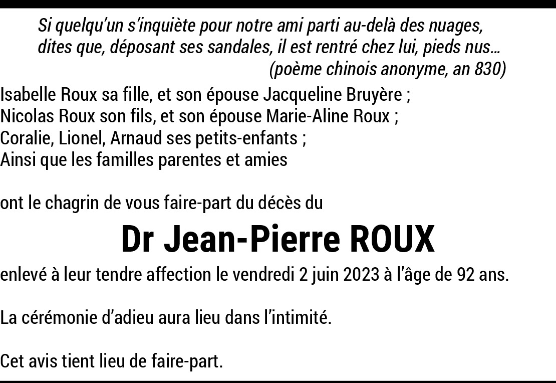 Jean-Pierre Roux | Hommages