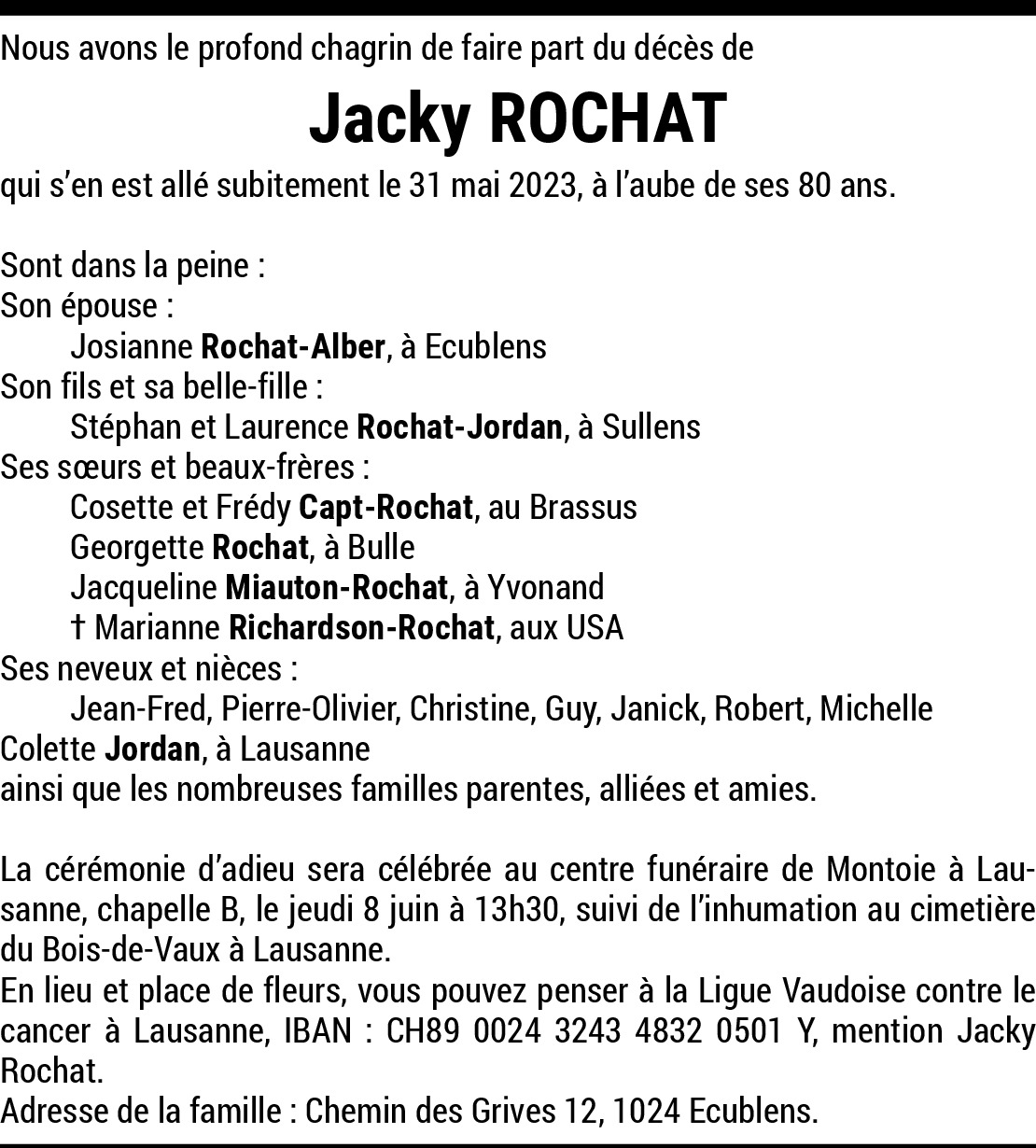 Jacky Rochat | Hommages
