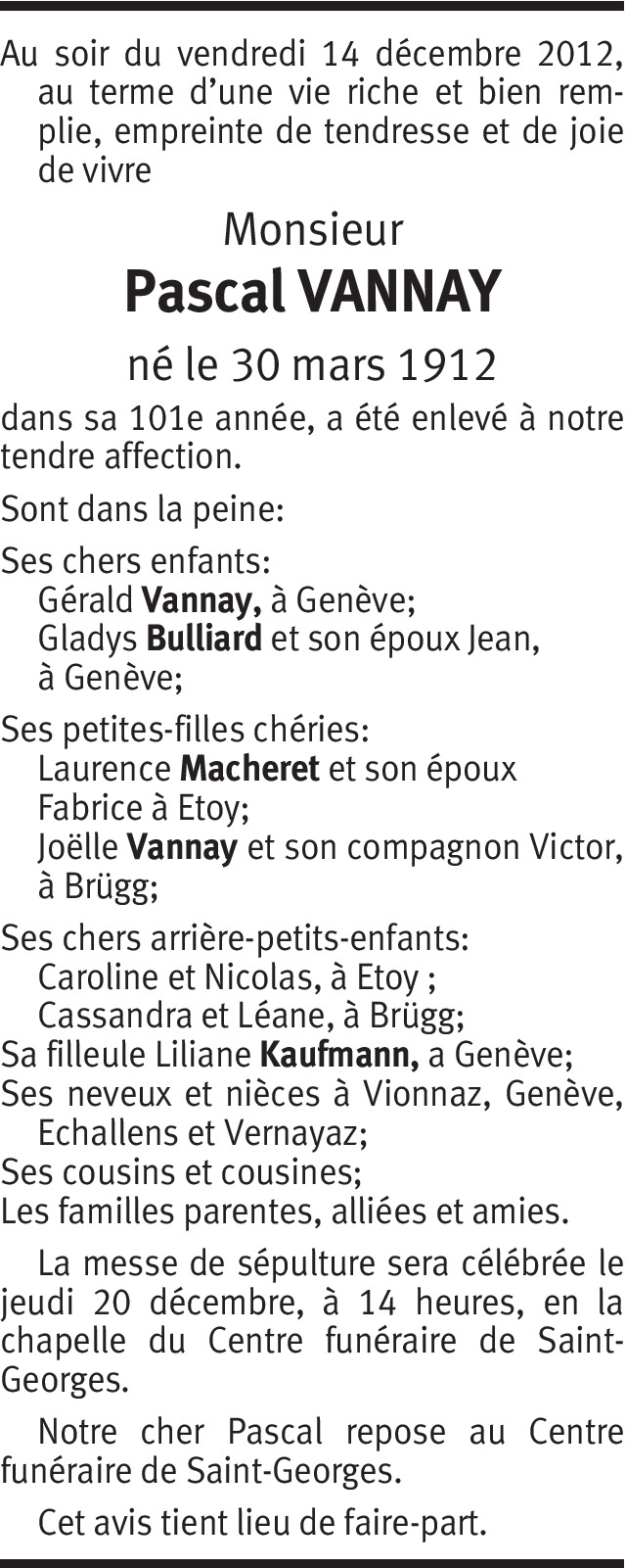 Pascal Vannay | Hommages