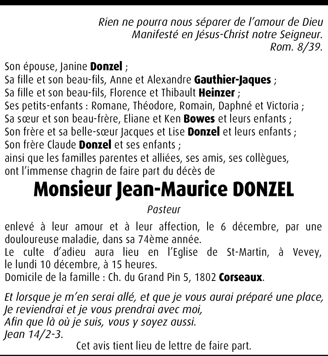 Jean-Maurice Donzel | Hommages