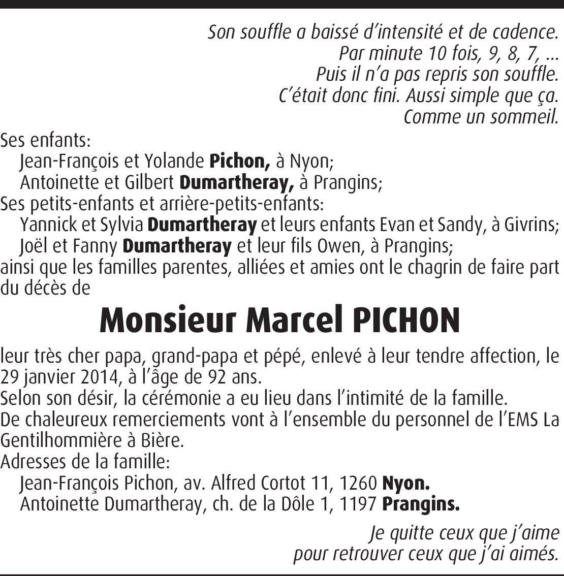 Marcel Pichon | Hommages