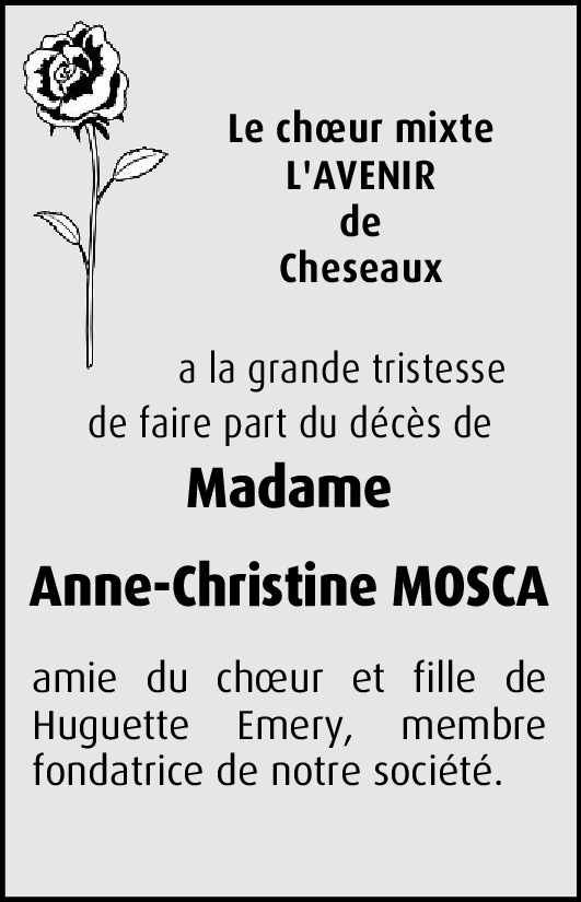 Anne-Christine Mosca-Emery | Hommages
