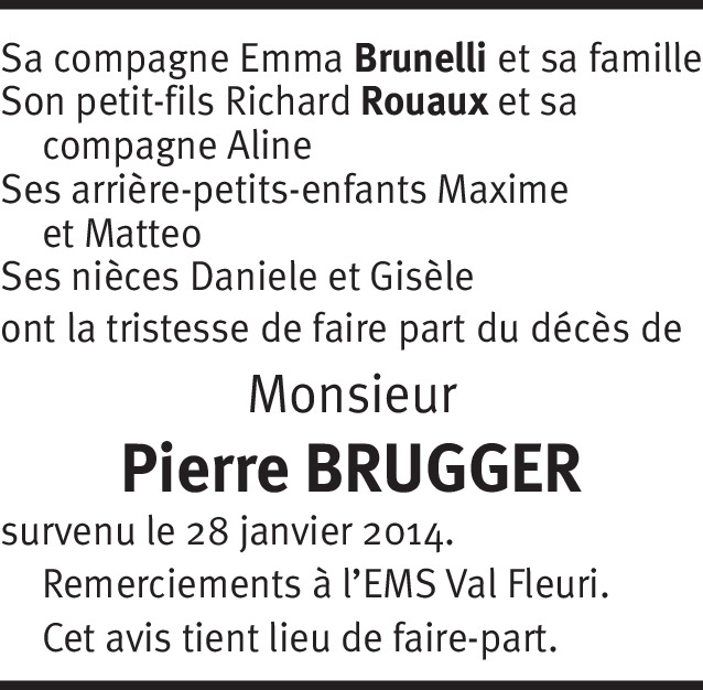 Pierre Brugger | Hommages