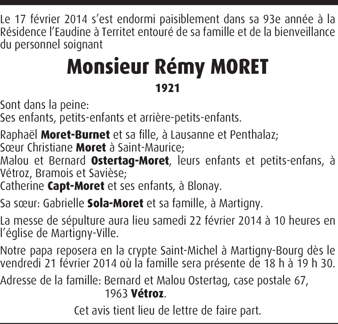 Rémy Moret | Hommages