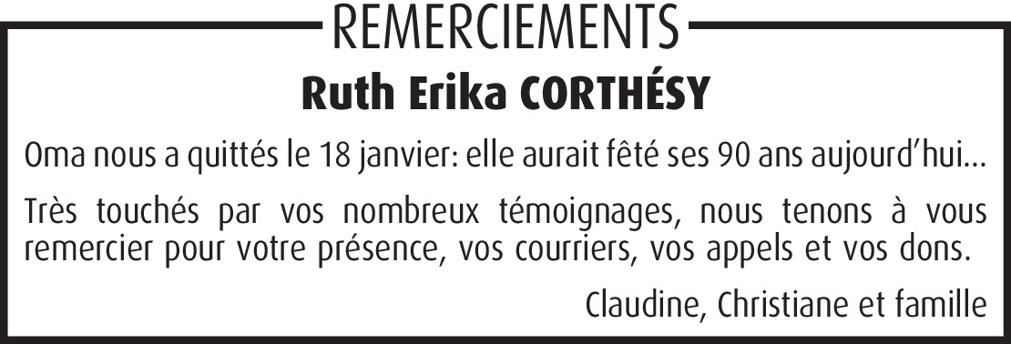 Ruth Erika Corthésy | Hommages