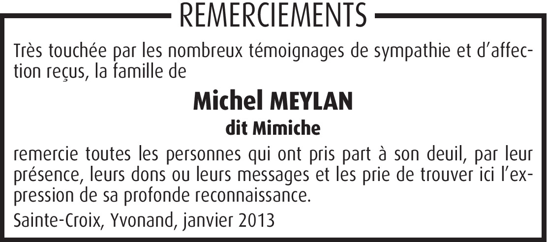 Michel Meylan | Hommages