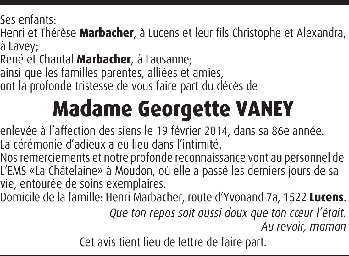 Georgette Vaney | Hommages