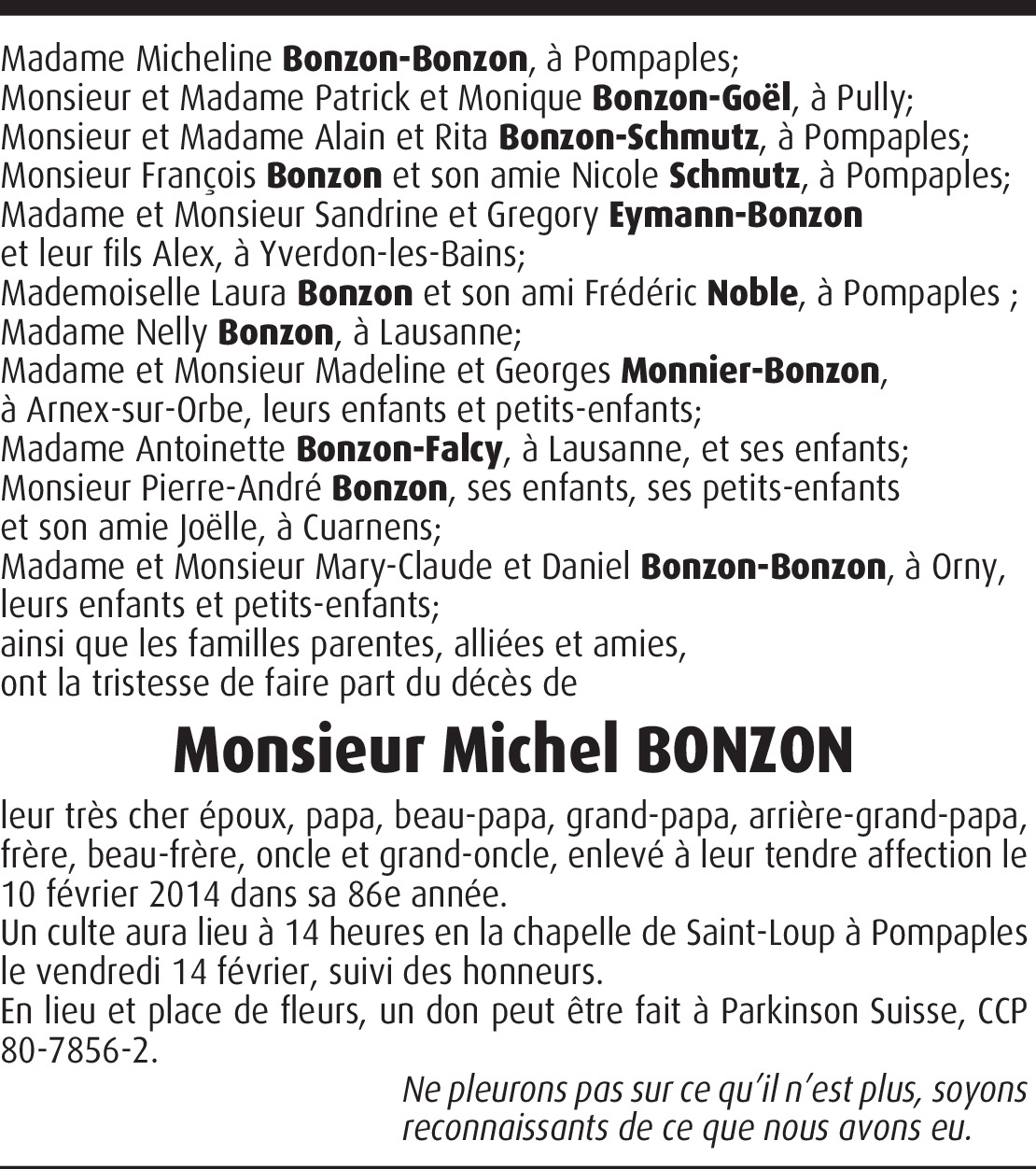 Michel Bonzon | Hommages