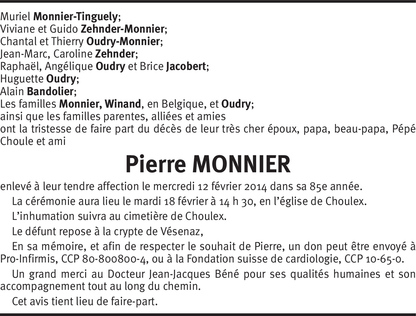 Pierre Monnier | Hommages