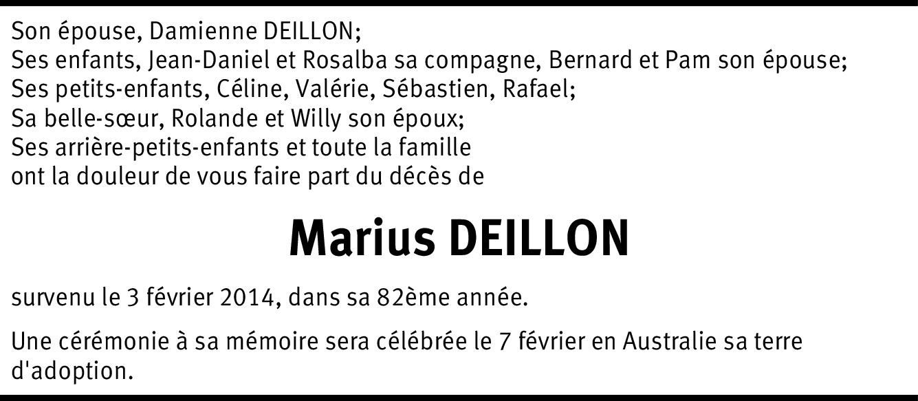 Marius Deillon | Hommages