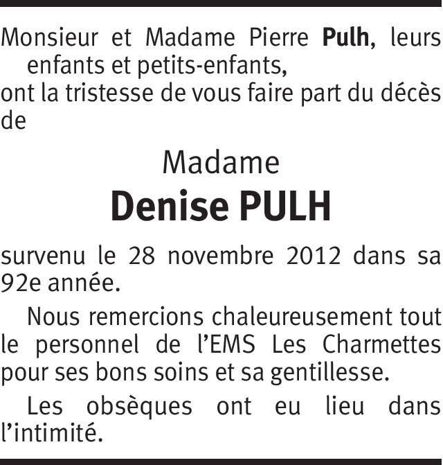 Denise Pulh | Hommages