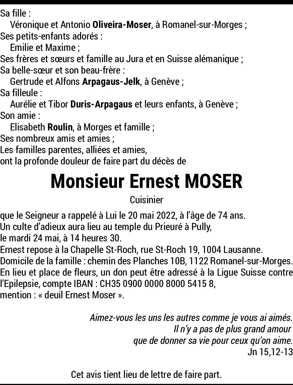 Ernest Moser | Hommages
