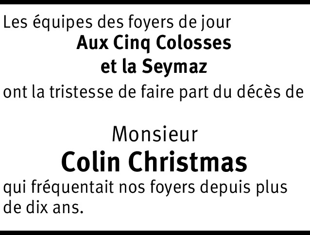 Colin Christmas | Hommages