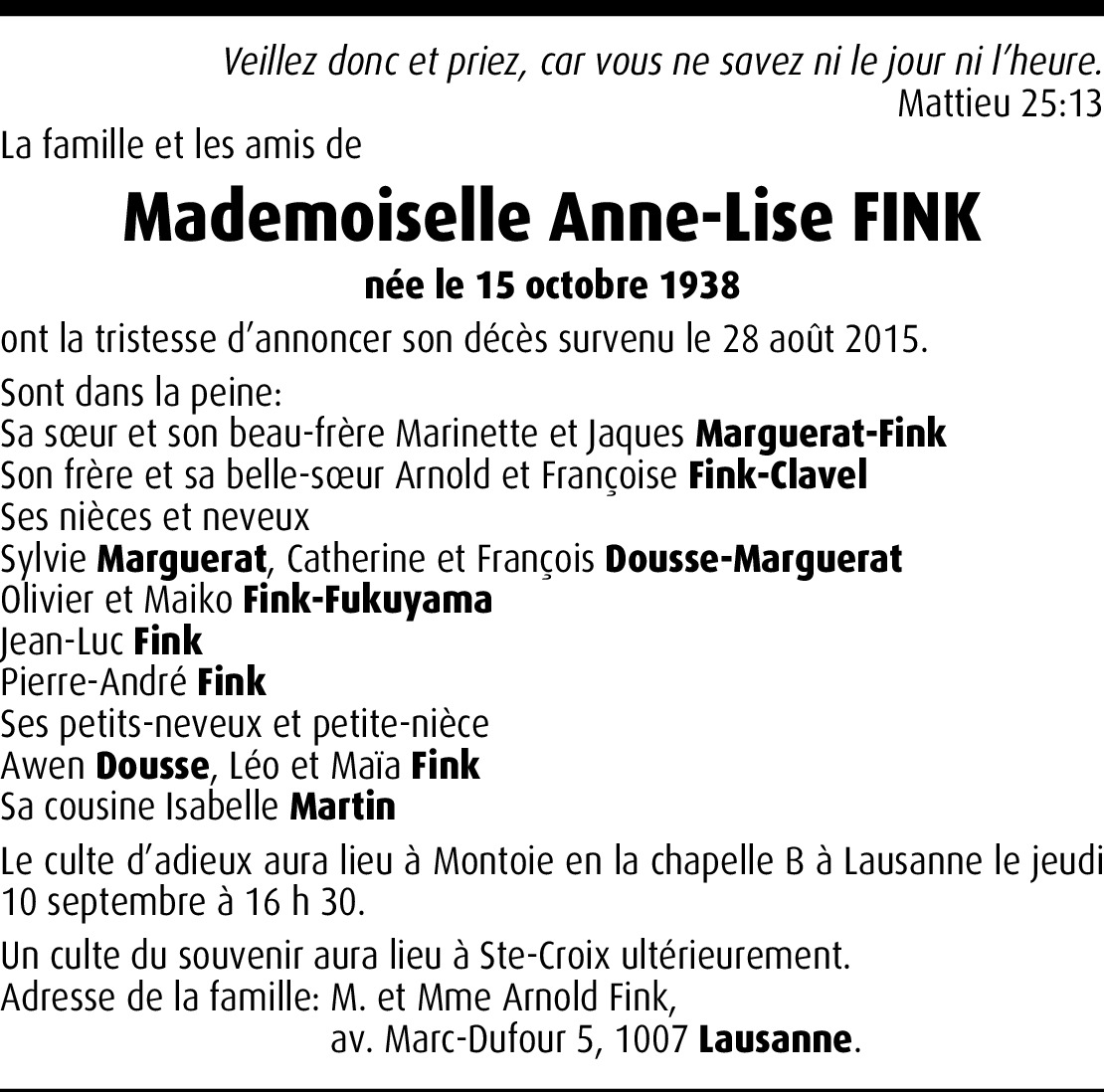 Anne-Lise Fink | Hommages