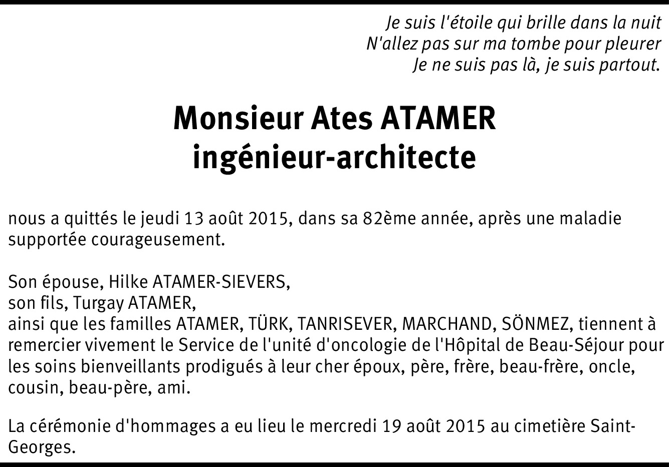 Ates Atamer | Hommages