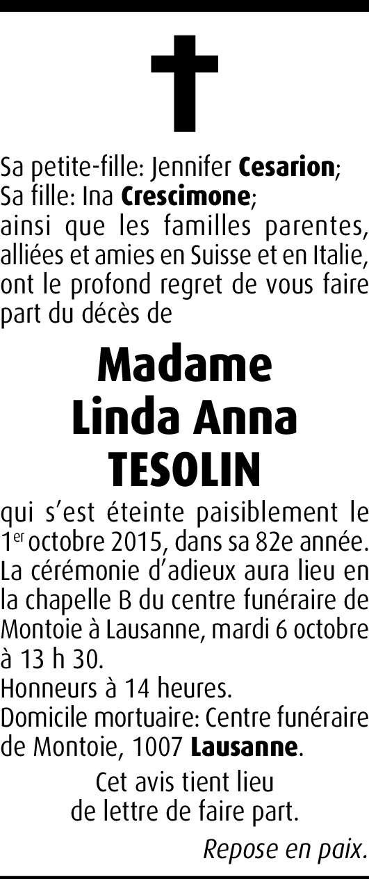 Linda Anna Tesolin | Hommages