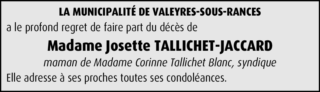 Josette Tallichet-Jaccard | Hommages