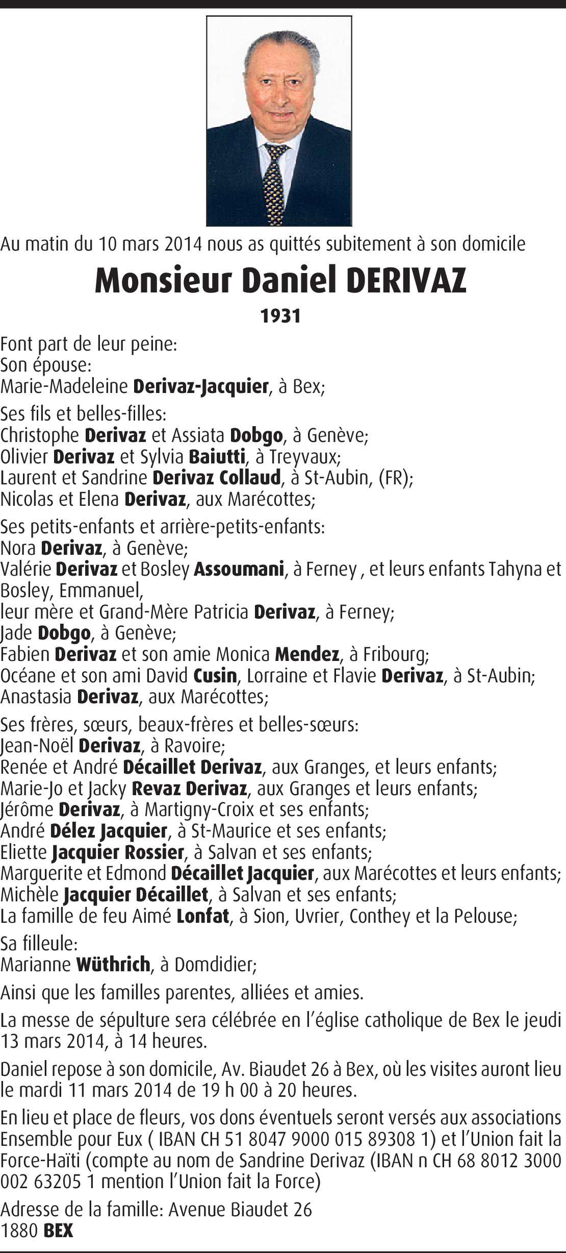 Daniel Derivaz | Hommages