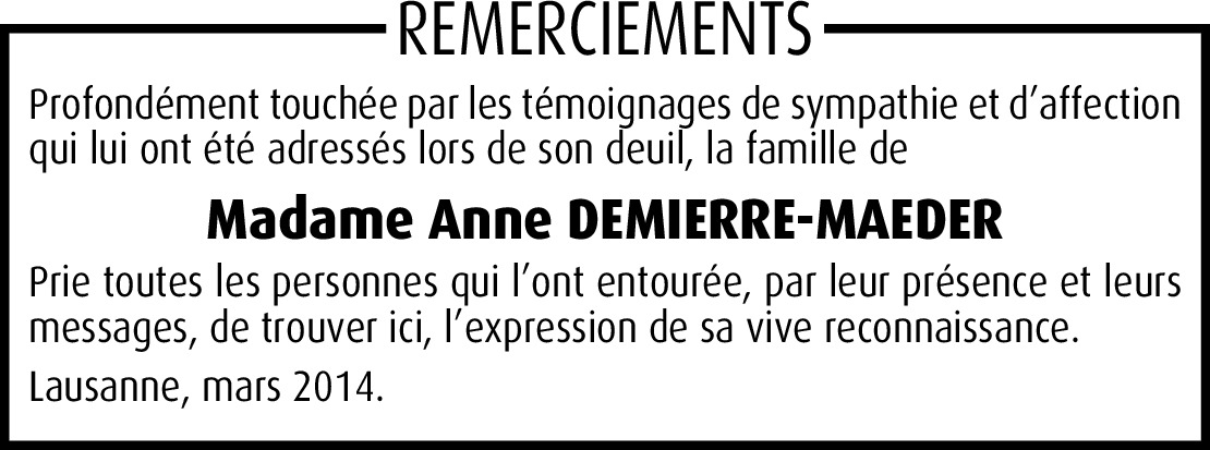 Anne Demière-Maeder | Hommages