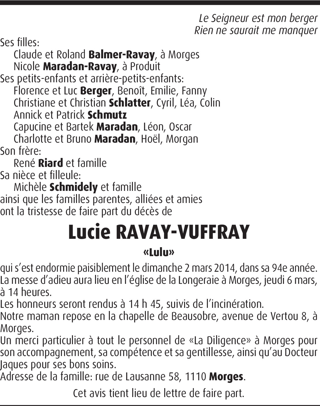Lucie Ravay-Vuffray | Hommages