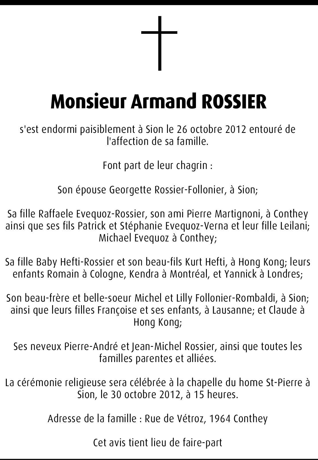 Armand Rossier | Hommages