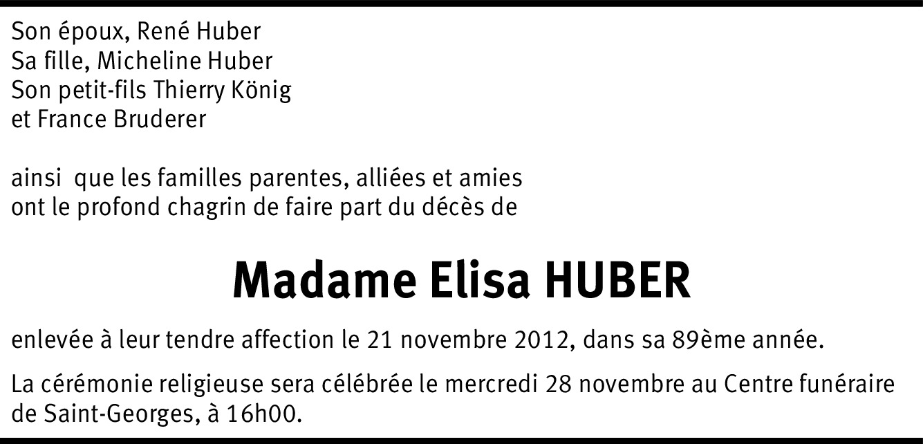 Elisa Huber | Hommages