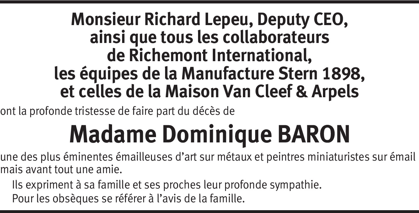 Dominique Baron | Hommages