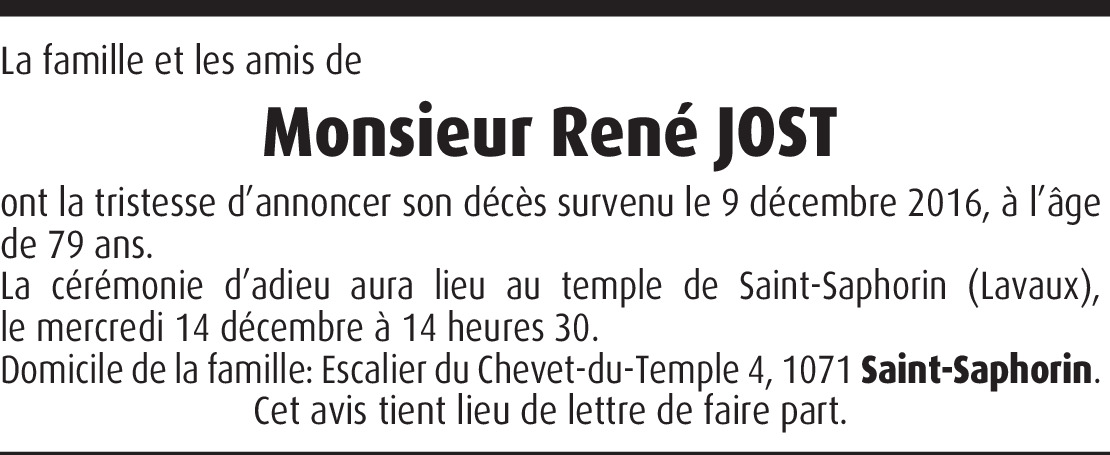 René Jost | Hommages