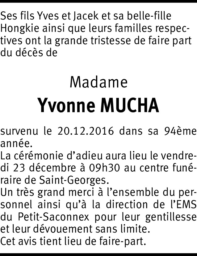 Yvonne Mucha | Hommages