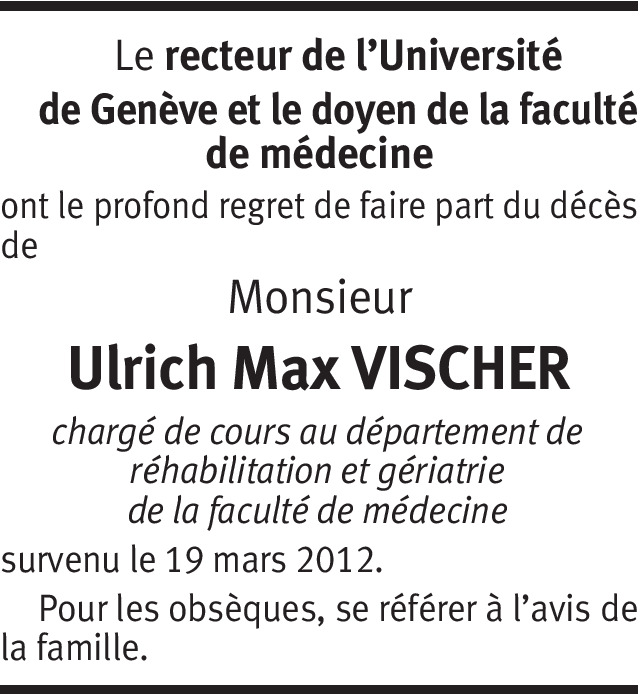 Ulrich Max Vischer | Hommages