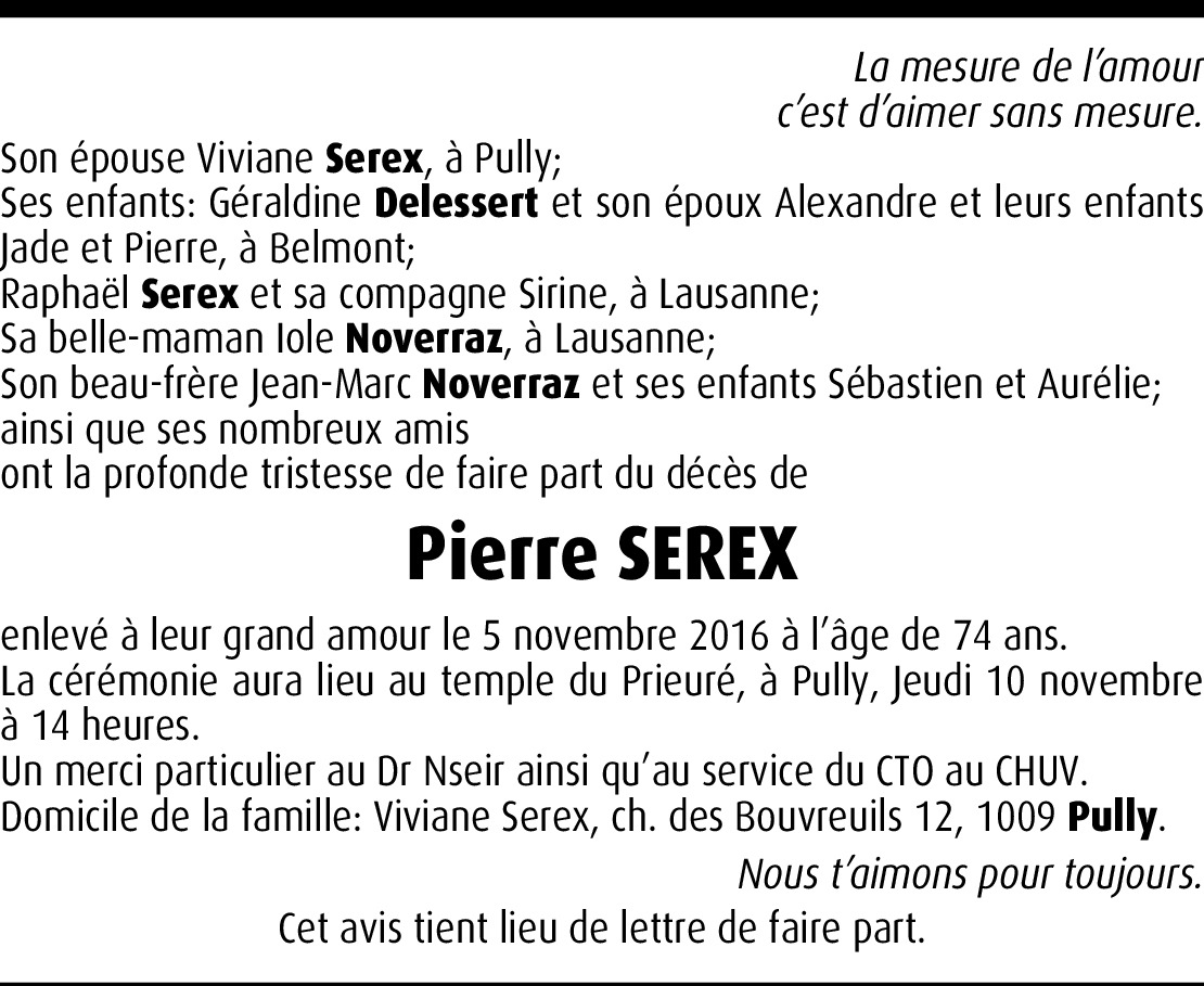 Pierre Serex | Hommages