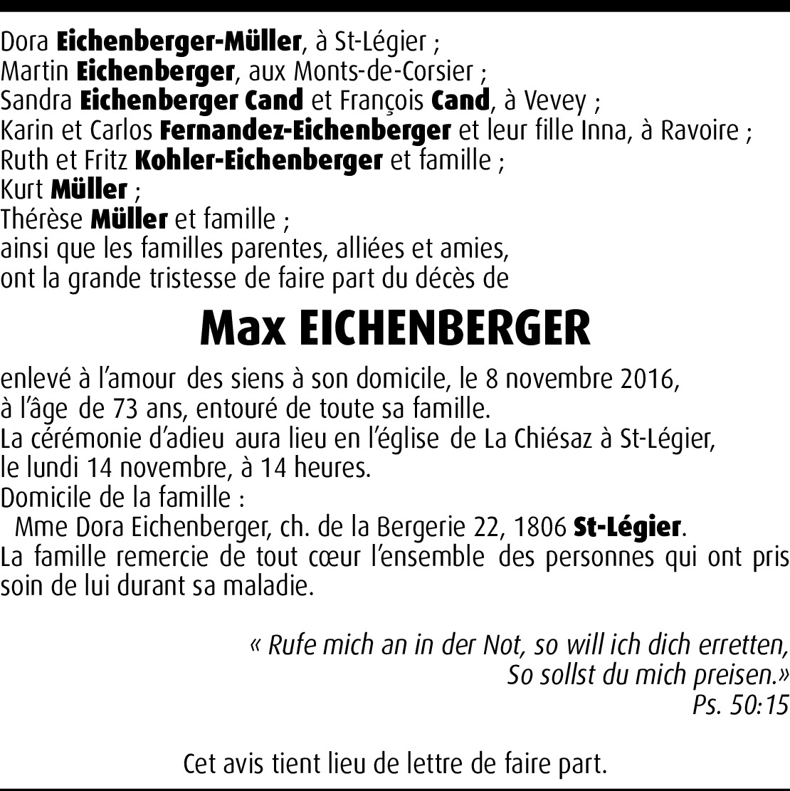 Max Eichenberger | Hommages