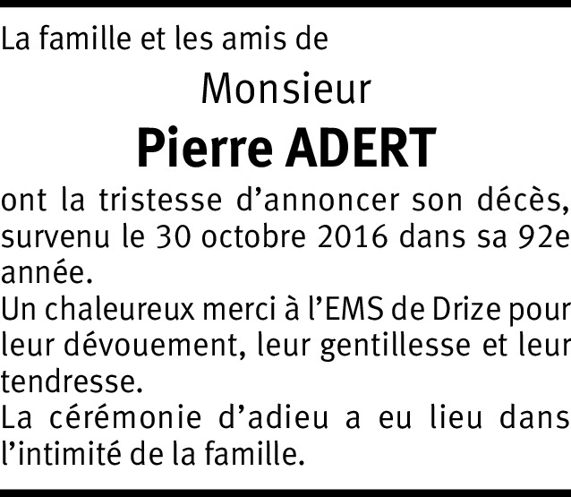 Pierre Adert | Hommages