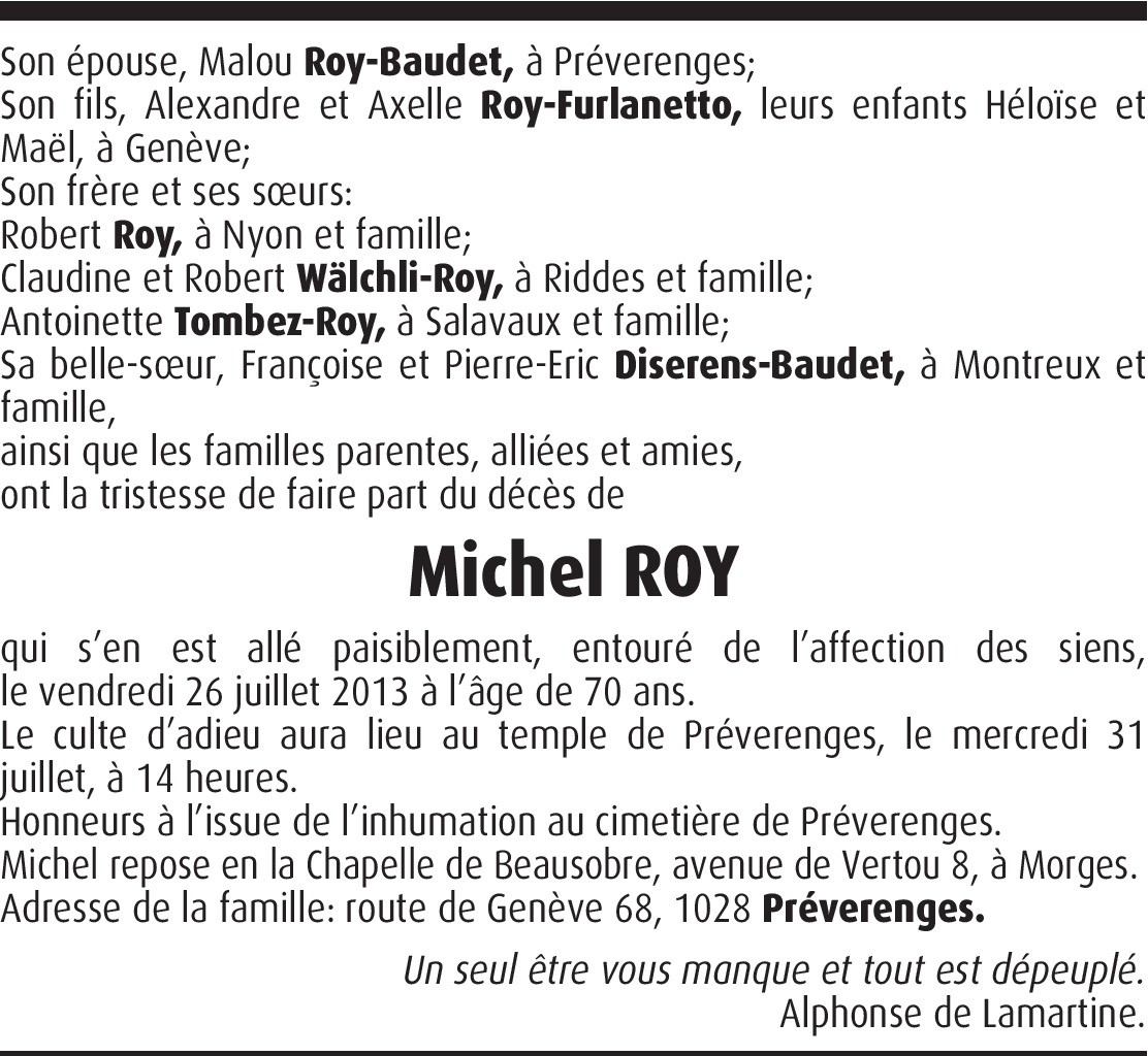 Michel Roy | Hommages